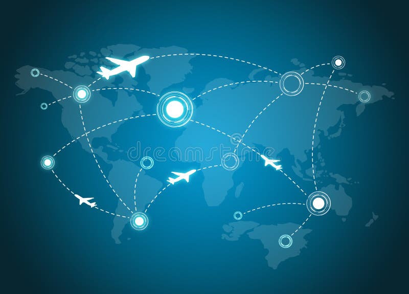 Airplane Routes on map stock illustration. Illustration of plane - 31999258