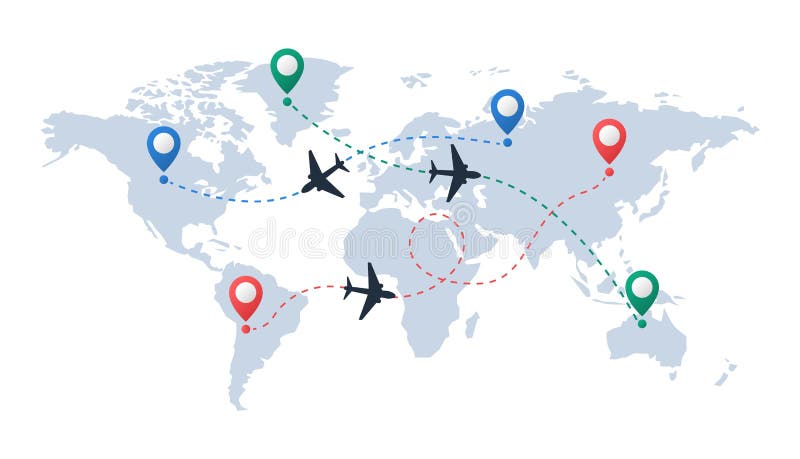 Airplane Routes On The World Map Airplane Track Flight Path Of The