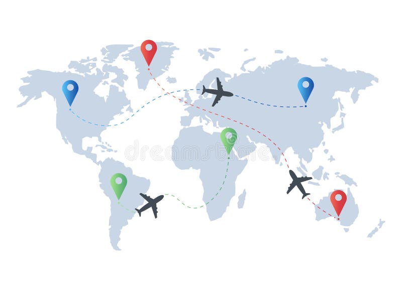 Airplane Routes on the World Map. Airplane Track. Flight Path of the ... Airplane Routes on the World Map. Airplane Track. Flight Path of the ...