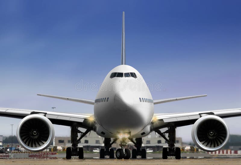 Airplane on runaway stock image. Image of aviation, turbine - 53901773