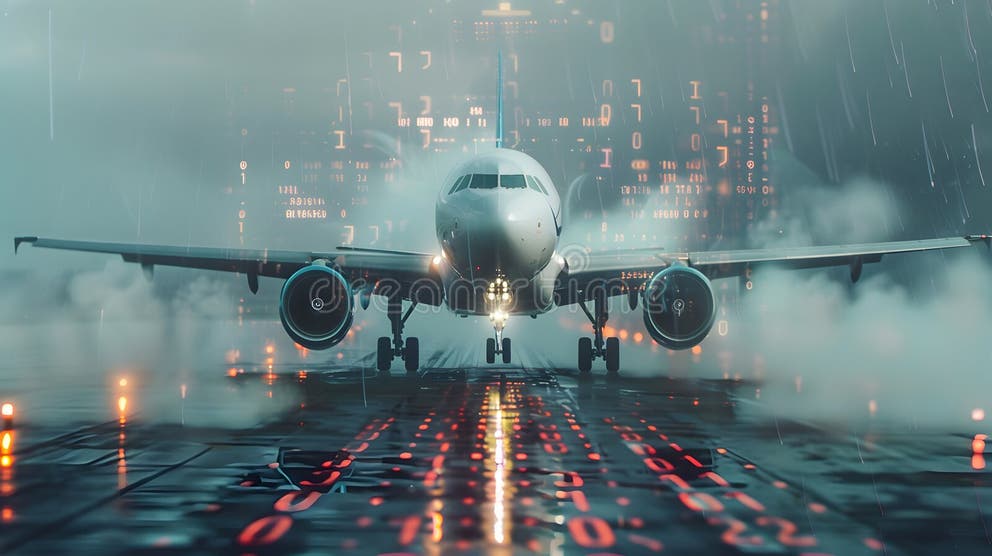 An airplane on the runway stock photo. Image of takeoff - 318673994