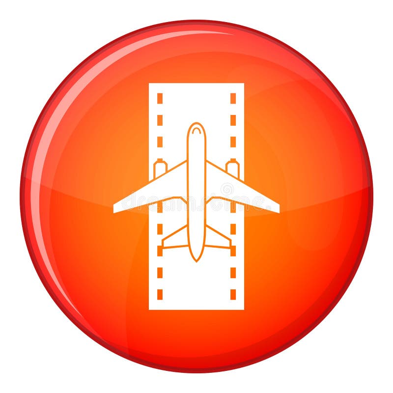 Airplane on the Runway Icon, Flat Style Stock Vector - Illustration of ...