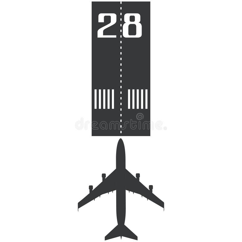 Airplane on the Runway Icon in Simple Style Isolated on White ...