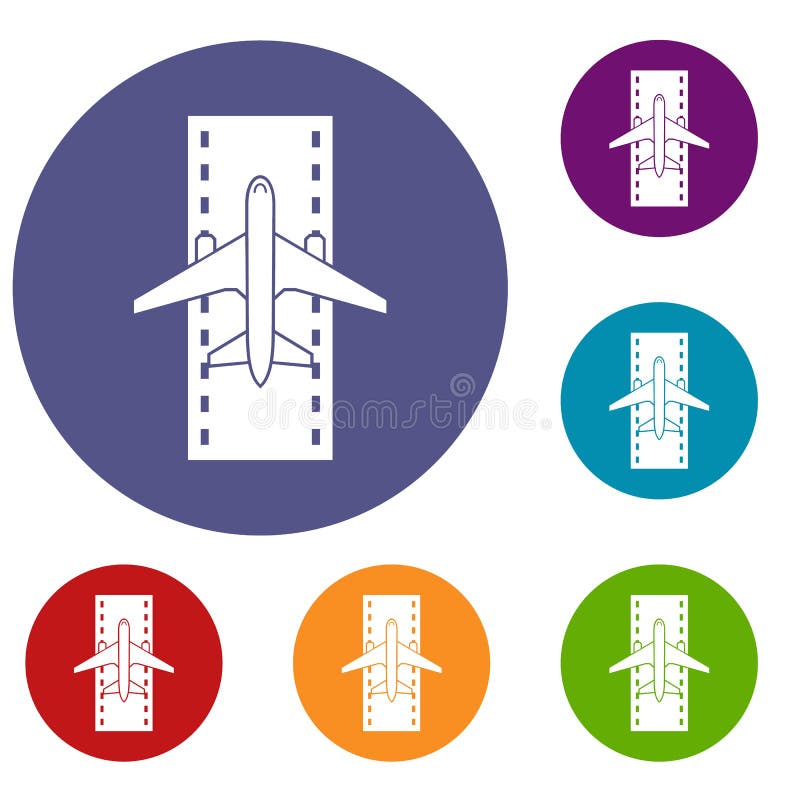 Airplane on the Runway Icon, Simple Style Stock Vector - Illustration ...