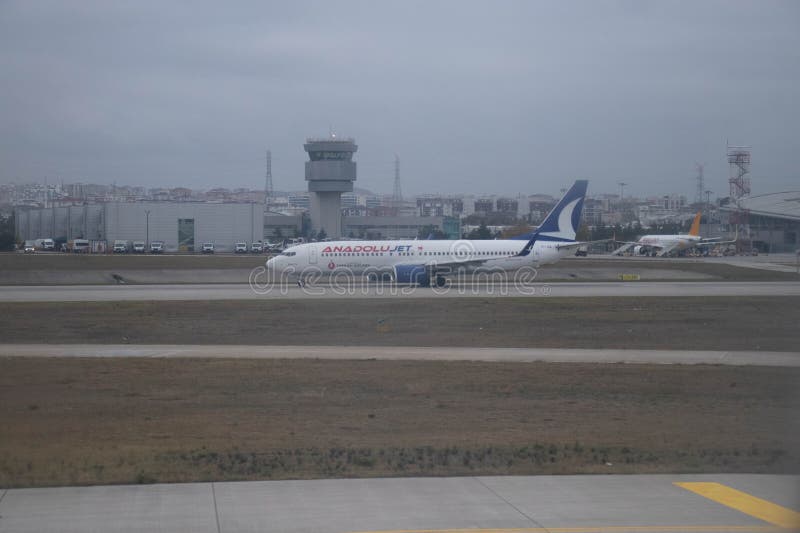 The Airplane on the Runway. Landing and Inspection of the Airplane at ...