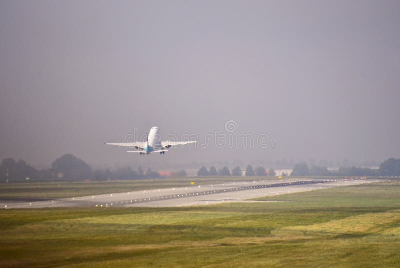Airplane on the Runway. Landing - Take Off at the Airport Stock Image ...