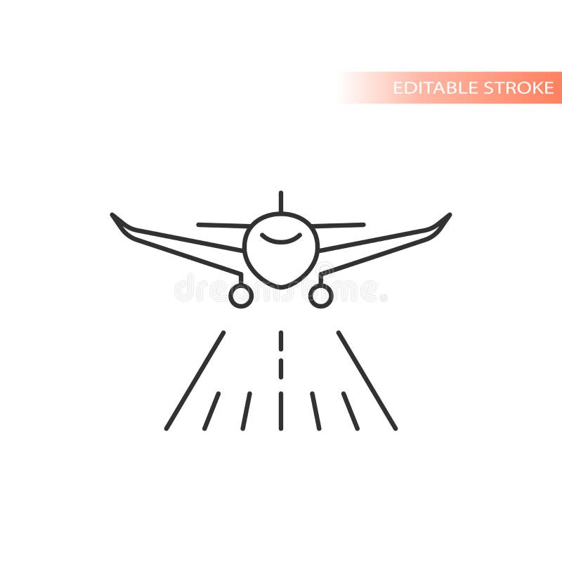 Airplane Runway Line Vector Icon. Outline, Editable Stroke Stock Vector ...