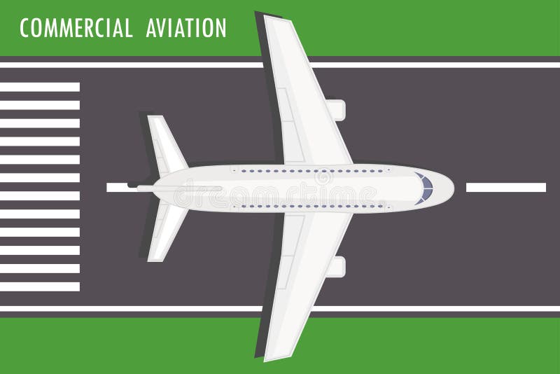 Airplane on the Runway Top View Stock Vector - Illustration of land ...