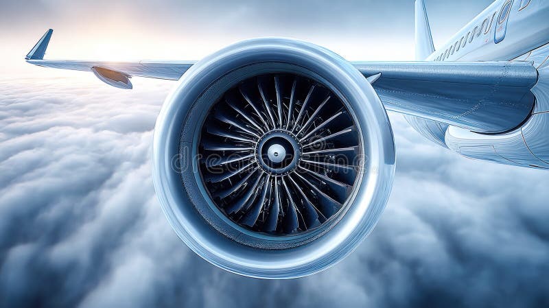 Airplane S Powerful Engine Soars Above Clouds, Showcasing Flight and ...