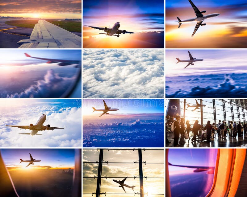 Airplane s theme collage stock photo. Image of motion - 45856354