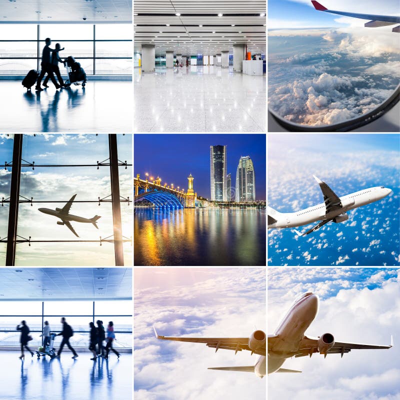 Airplanes collage stock photo. Image of flyed, blue, land - 14555152