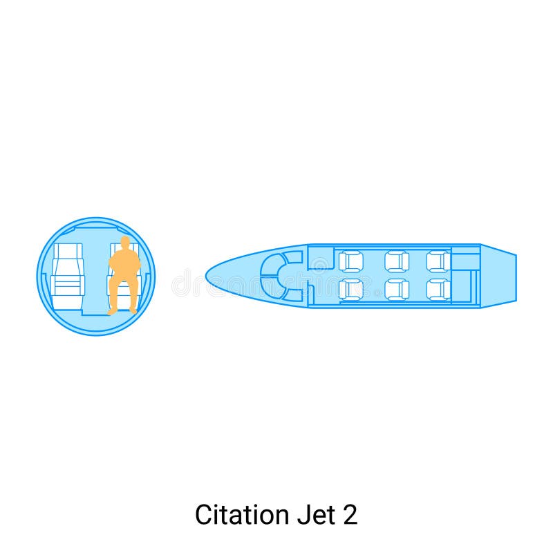 Citation Jet 2 Airplane Scheme. Civil Aircraft Guide Stock Vector ...
