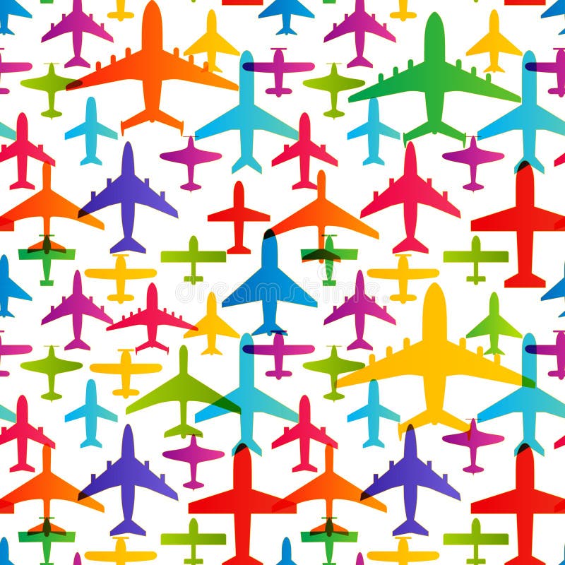 Airplane Seamless Background. Aircraft Transportation Colorful Pattern ...