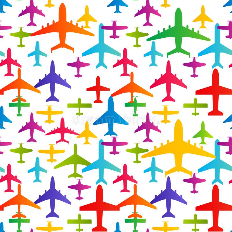Airplane Seamless Background. Aircraft Transportation Colorful Pattern ...