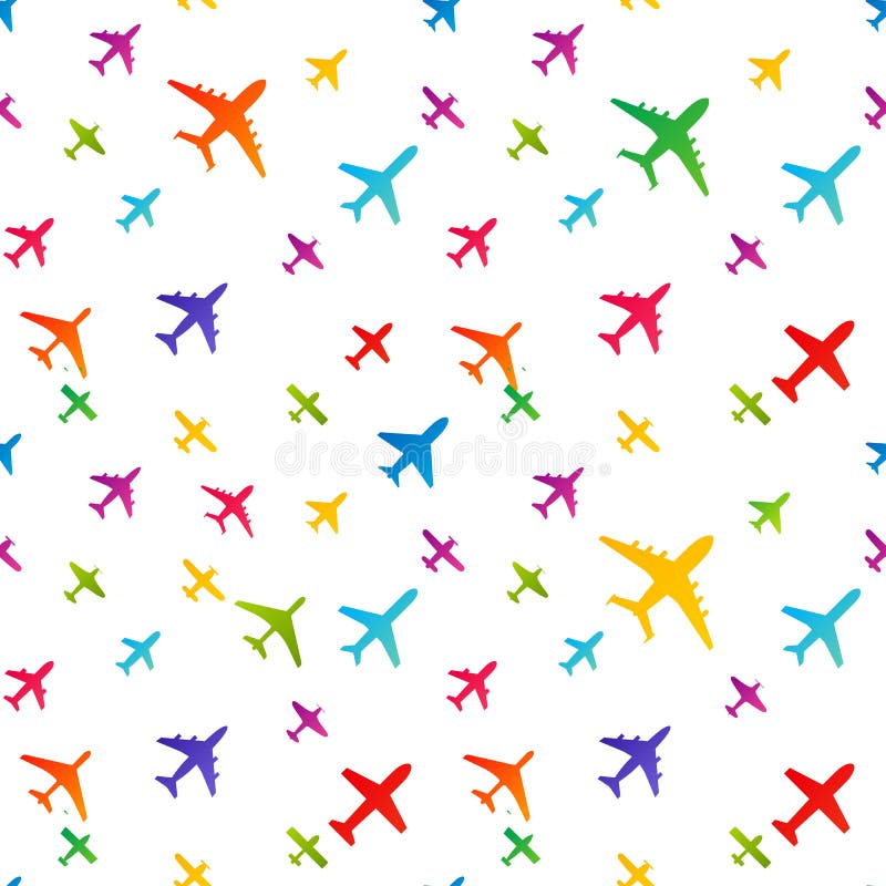 Airplane Seamless Background. Aircraft Transportation Colorful Pattern ...