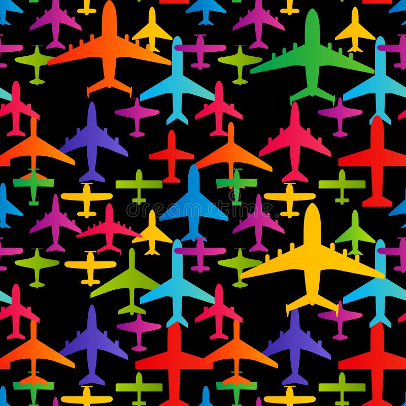Airplane Seamless Background. Aircraft Transportation Colorful Pattern ...