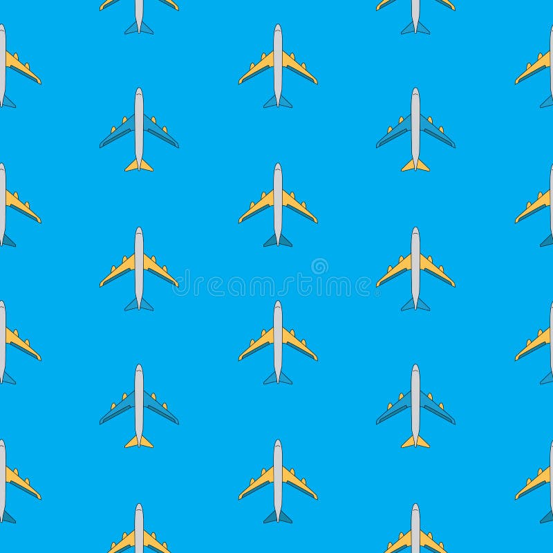 Airplane Seamless Pattern on Background Vector Illustration Stock ...