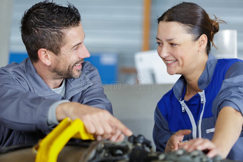 Airplane Service Crew Repairing Plane in Hangar Stock Image - Image of ...