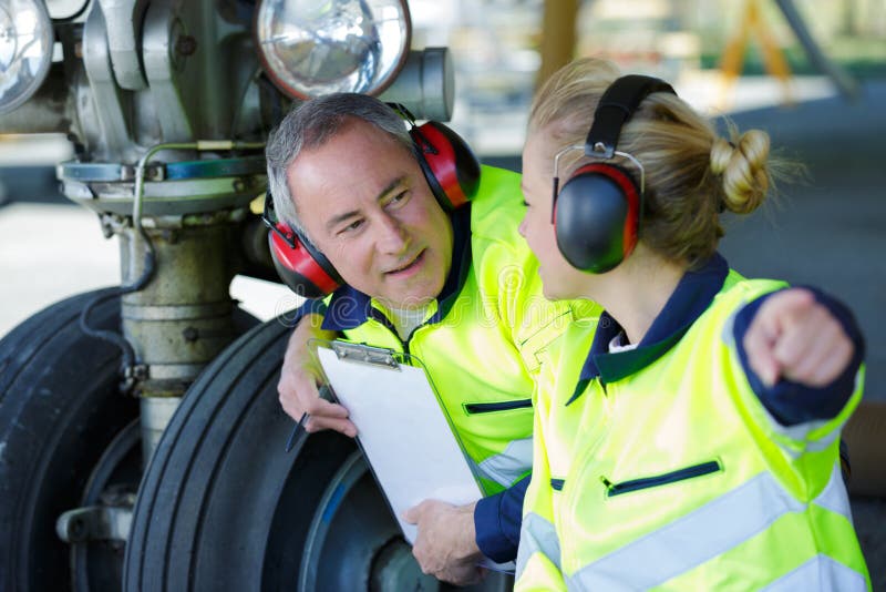 Airplane Service Crew Talking Outside Stock Image - Image of flight ...