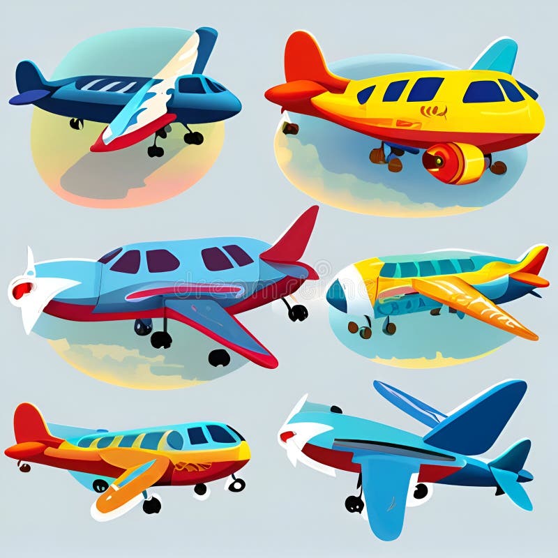 Airplane Set Illustration Cartoon Style Stock Illustration ...