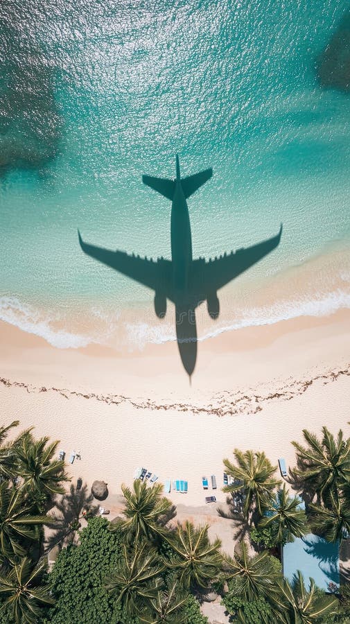 Airplane Shadow Beach Vacation Stock Photo - Image of tourism, paradise ...