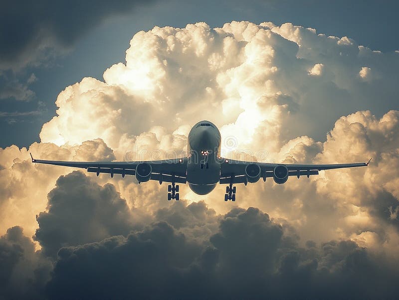 An airplane-shaped cloud, stock illustration. Illustration of flight ...