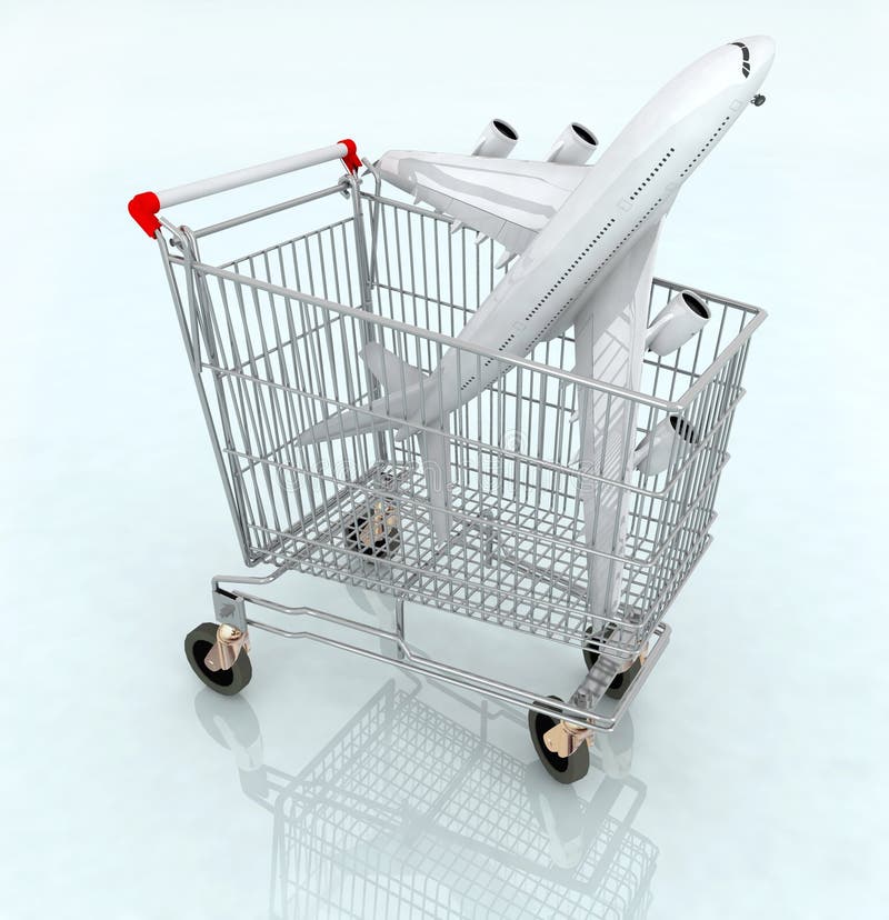 Airplane on the Shopping Cart Stock Illustration - Illustration of ...