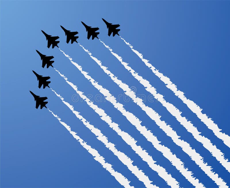 Airplane show stock vector. Illustration of smoke, group - 18768389