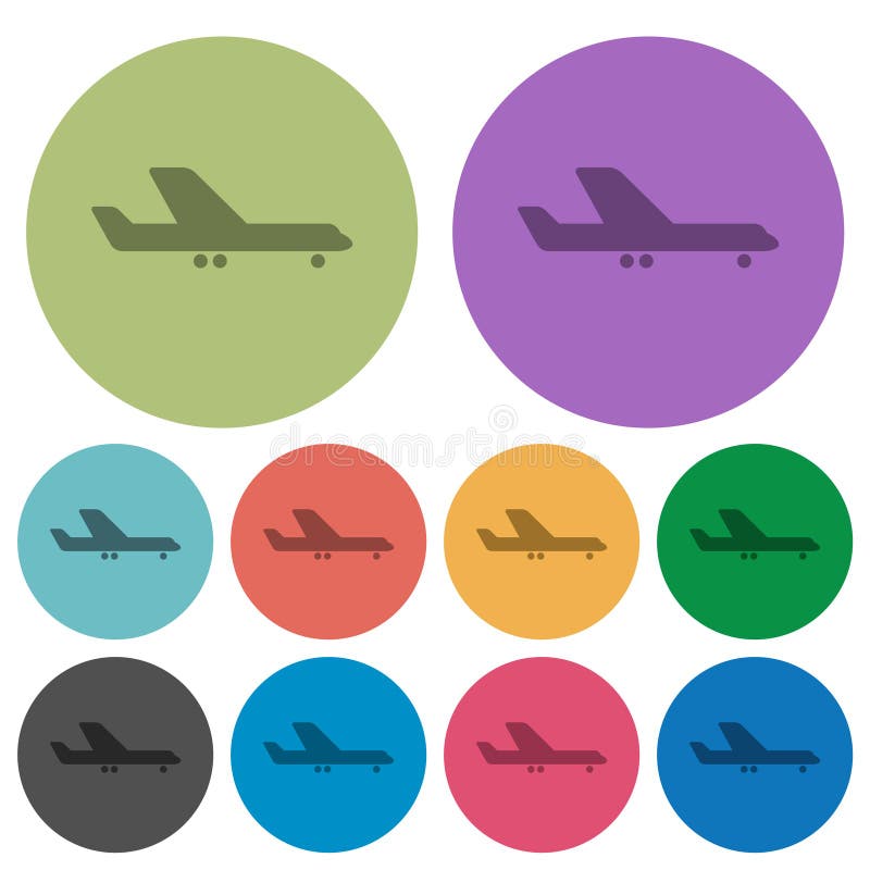 Airplane Side View Color Darker Flat Icons Stock Vector - Illustration ...