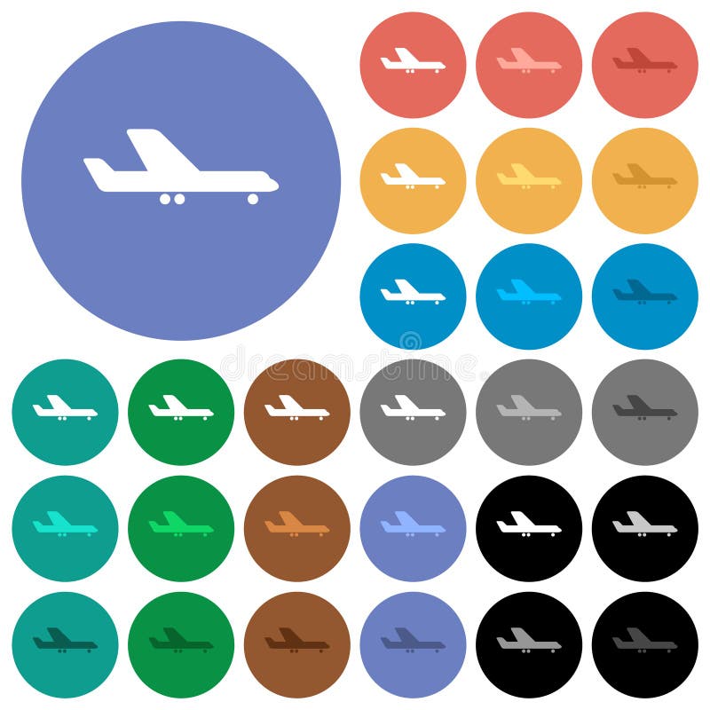 Airplane Side View Round Flat Multi Colored Icons Stock Vector ...