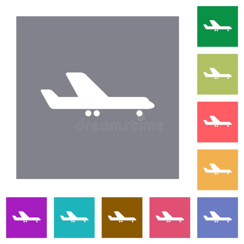 Airplane Side View Square Flat Icons Stock Vector - Illustration of ...