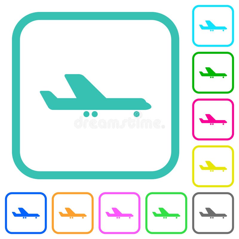 Airplane Side View Vivid Colored Flat Icons Stock Vector - Illustration ...