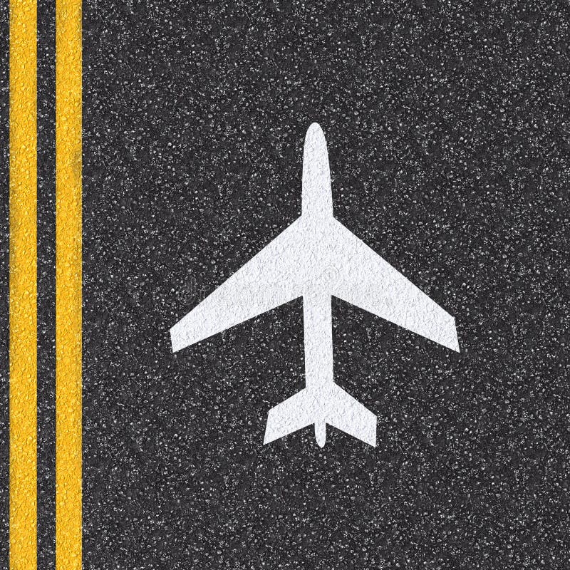 Airplane Sign on Asphalt Road Stock Photo - Image of passenger ...