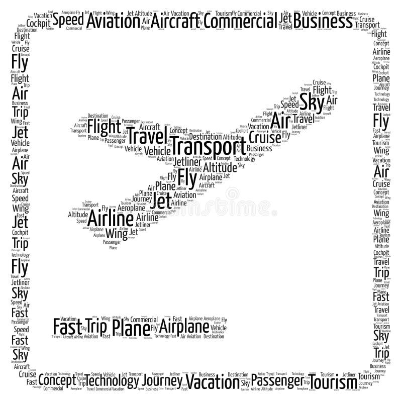 Airplane In Flight Word Cloud Stock Illustration - Illustration of ...