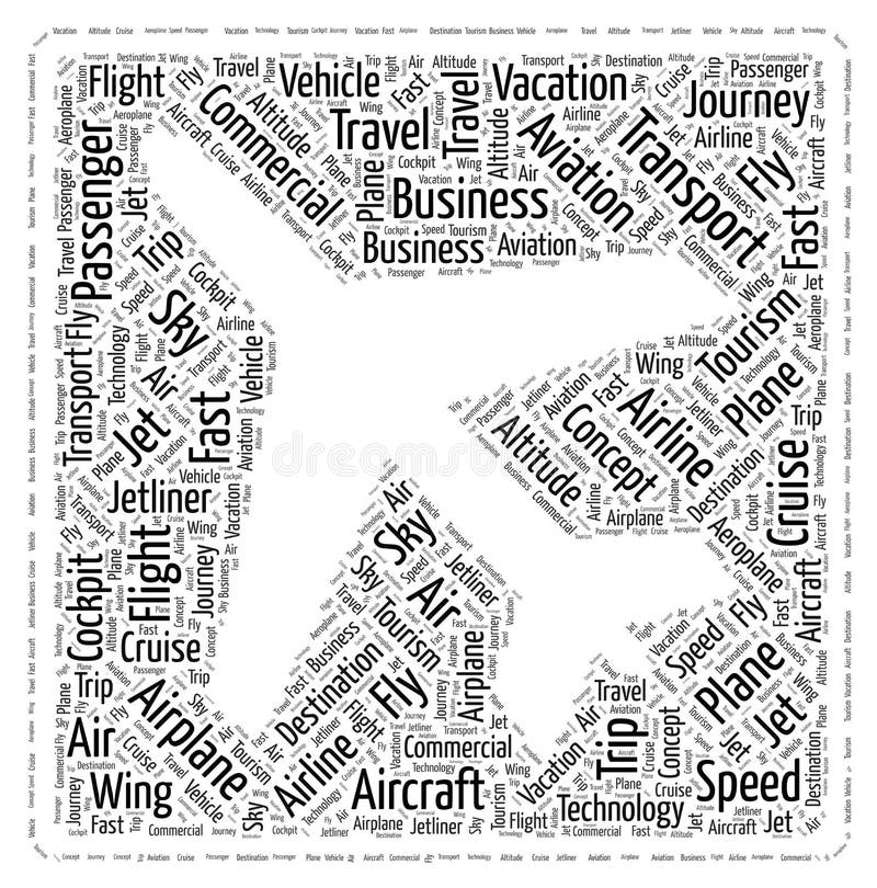 Airplane In Flight Word Cloud Stock Illustration - Illustration of ...