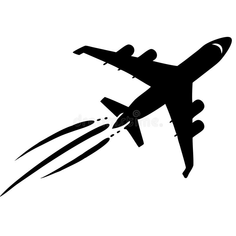 Airplane Silhouette with Contrail Vector for Aeronautics Graphics and ...