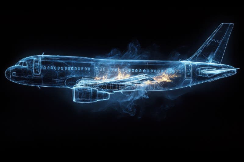 Airplane Silhouette with Glowing Visual Effects Showcasing Innovative ...