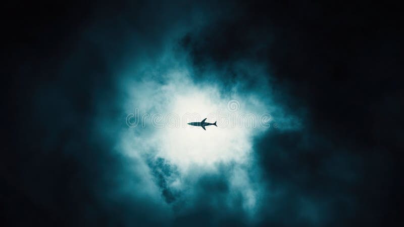 Airplane Silhouette Night Flight Clouds Storm Dramatic Travel Stock ...