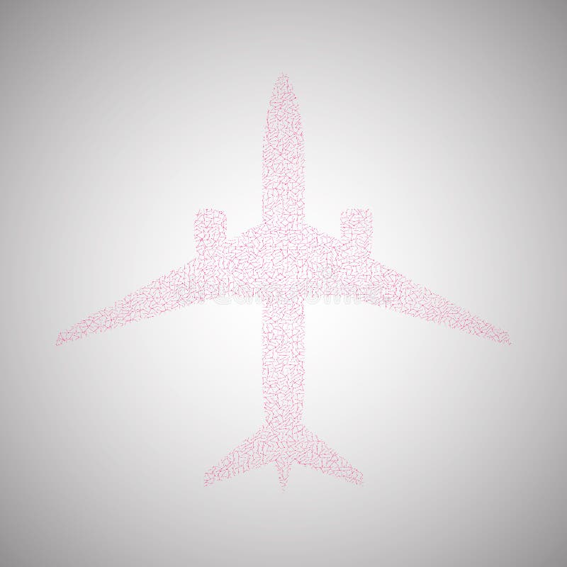 Airplane Silhouette from Violet Dots and Lines Stock Vector ...