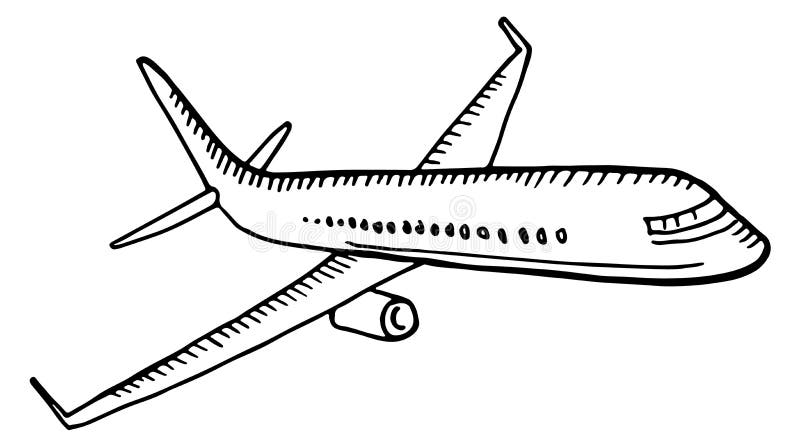 Plane Drawing on White Background, Airplane Model Sports, Vector Sketch ...