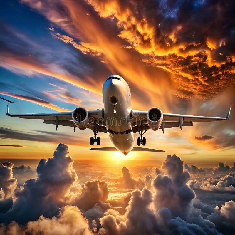 Airoplane in the sky stock image. Image of morning, reflection - 338501025