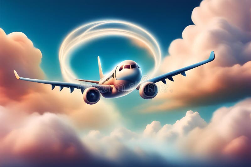 Airplane in Sky Doing Loop through a Cloud Shaped Infinit Symbol Stock ...