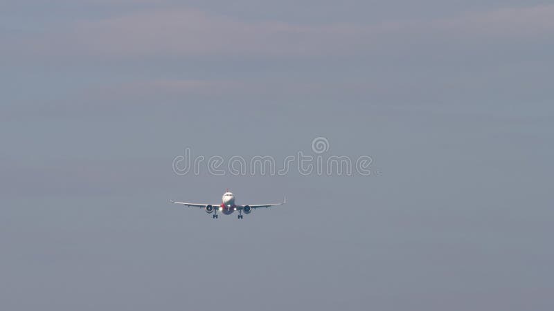 Airplane in the Sky, Front View Long Shot Stock Video - Video of runway ...