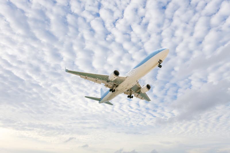 Airplane in the Sky Good Weather Day Background. Stock Image - Image of ...