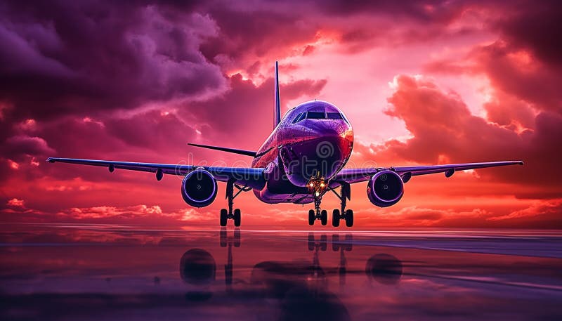 Airplane in the Sky Airplane in the Sunset Airplane at Sunset Stock ...