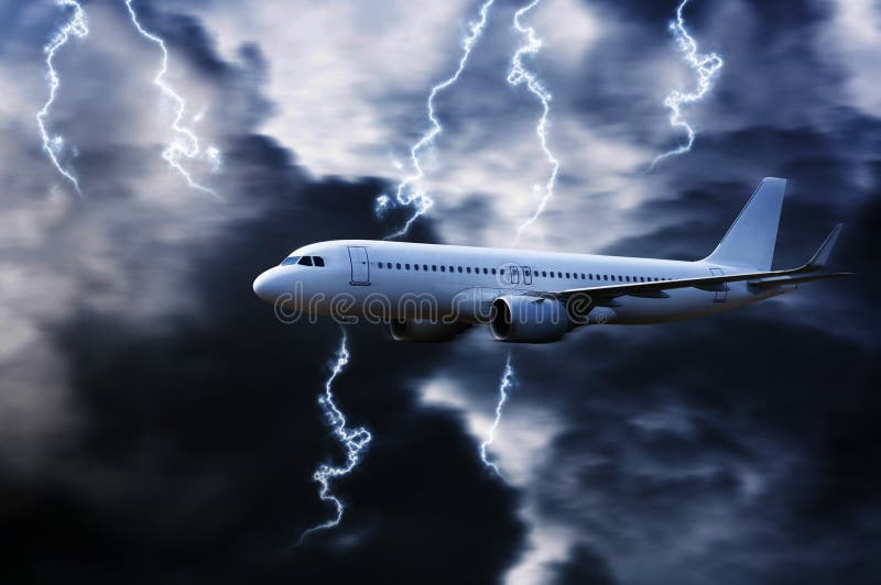 Tornado And Lightning Hitting Plane