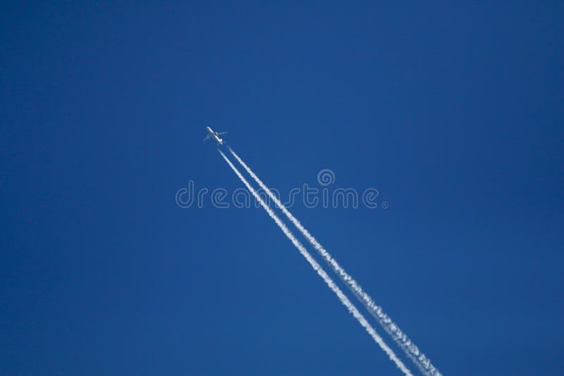Trace of the Airplane in the Sky. Stock Image - Image of trail, plane ...