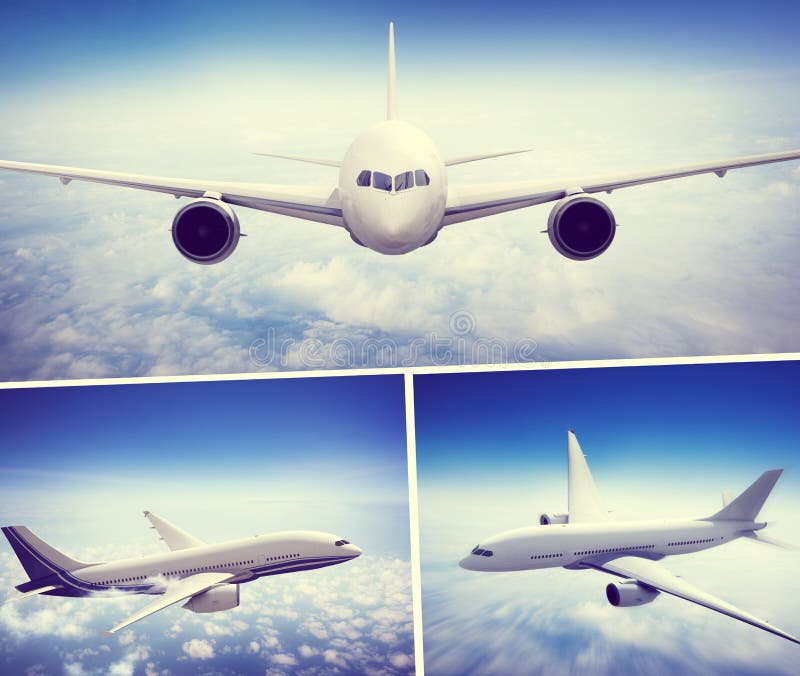 Airplane Skyline Horizon Flight Cloud Concept Stock Illustration ...