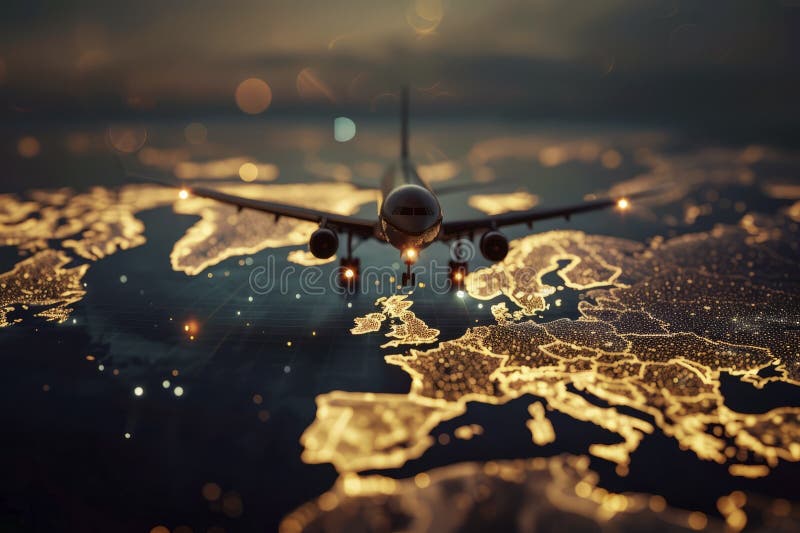 Airplane on a Small Map. Generative AI Stock Image - Image of brown ...