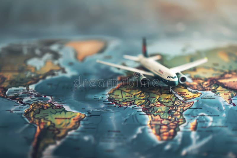 Airplane on a Small Map. Generative AI Stock Image - Image of line ...